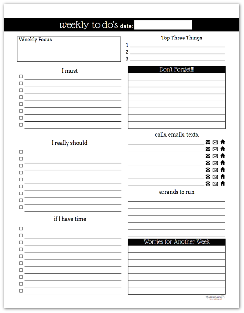 Black And White Weekly To Do List Printables | To Do List Printable