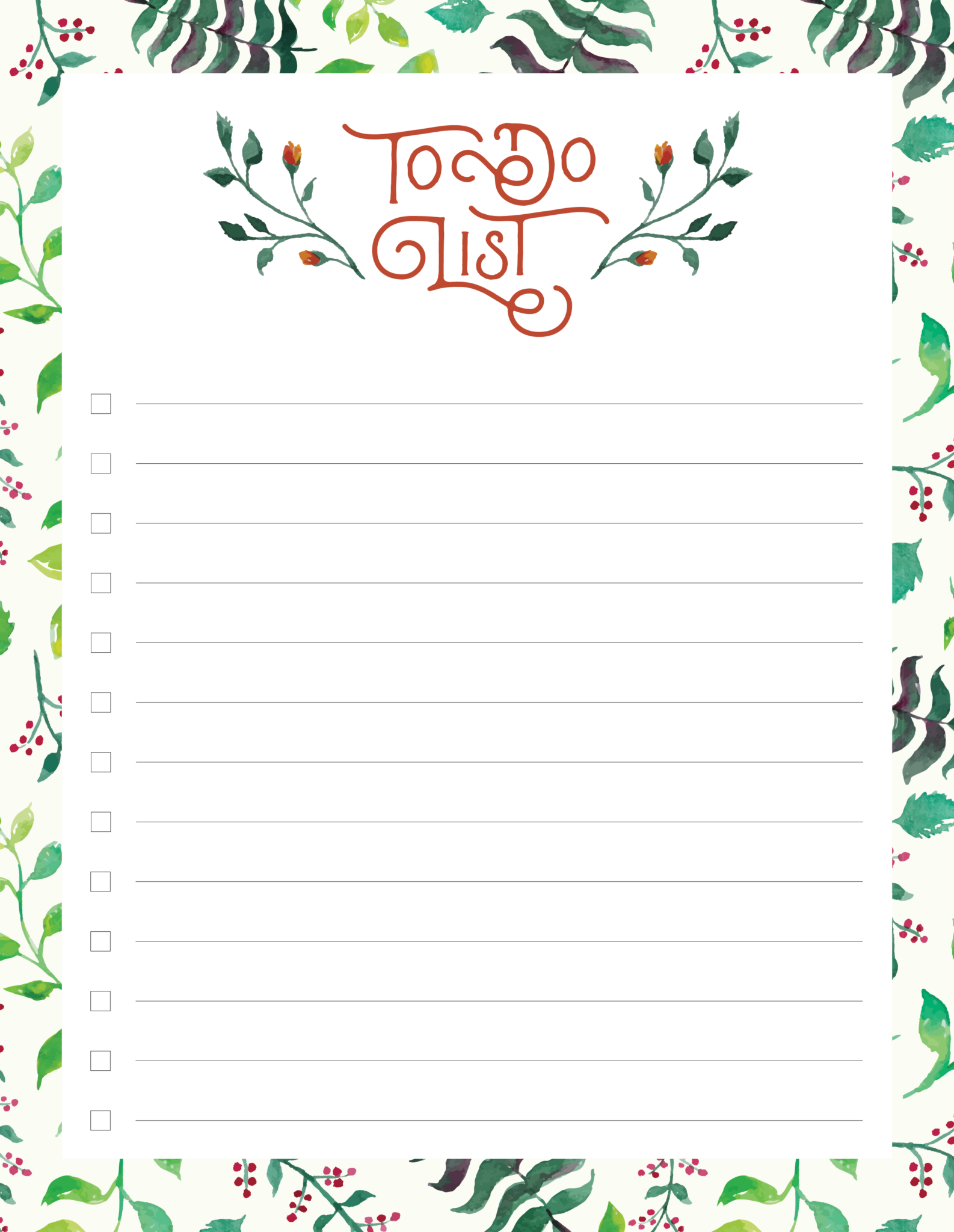 Free Printable To Do List Botanical Free Printable To Do List | To Do ...