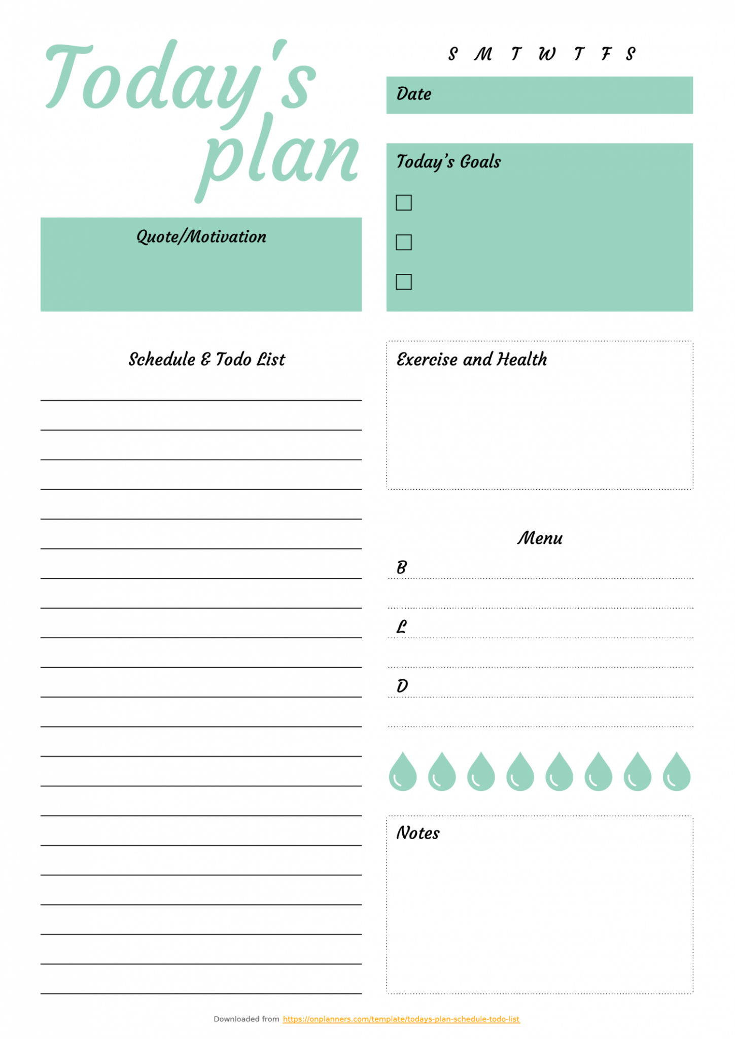 Free Printable Today S Plan With Schedule Todo List PDF Download | To ...