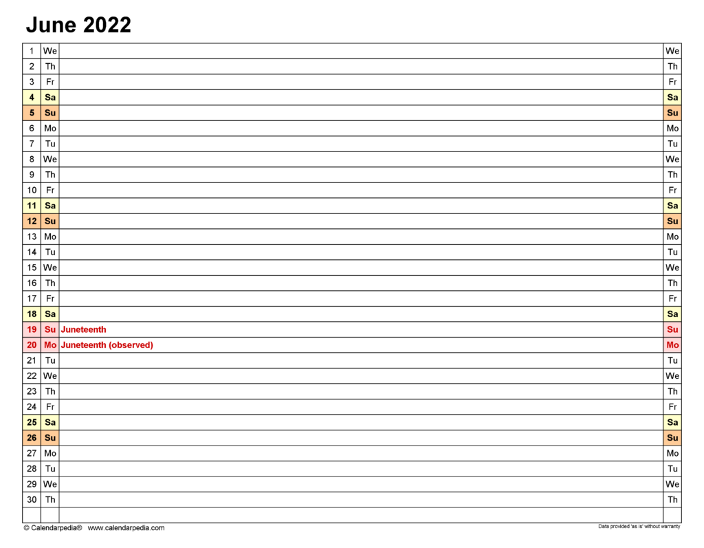 June 2022 Calendar Templates For Word Excel And PDF | To Do List Printable