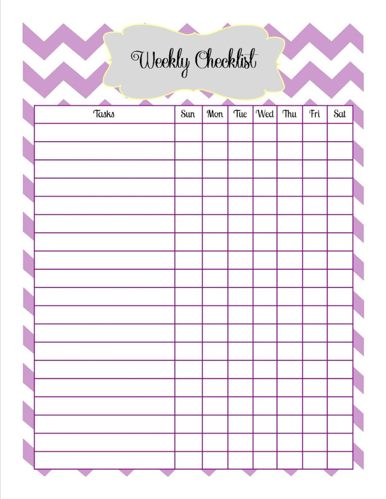 Just A Day In The Life Of Jen Weekly Checklist Printable | To Do List ...