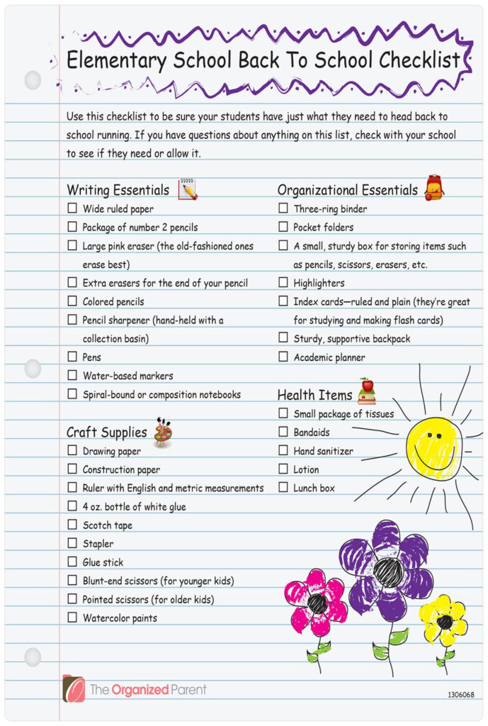 Mommy And Things Free Elementary Back To School Checklist Printable ...