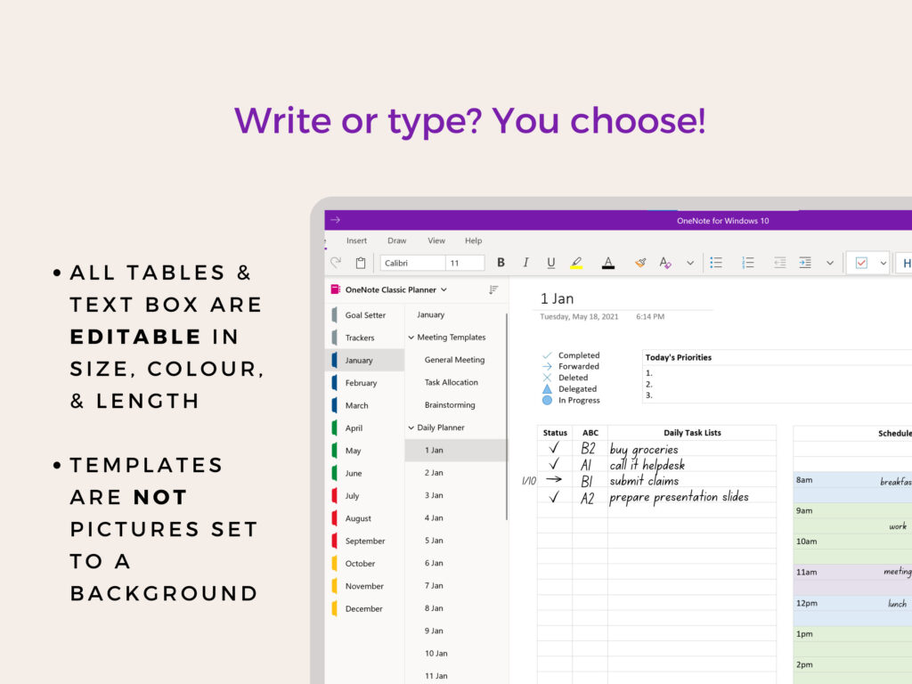 OneNote Template Onenote Digital Planner Task List Etsy | To Do List ...