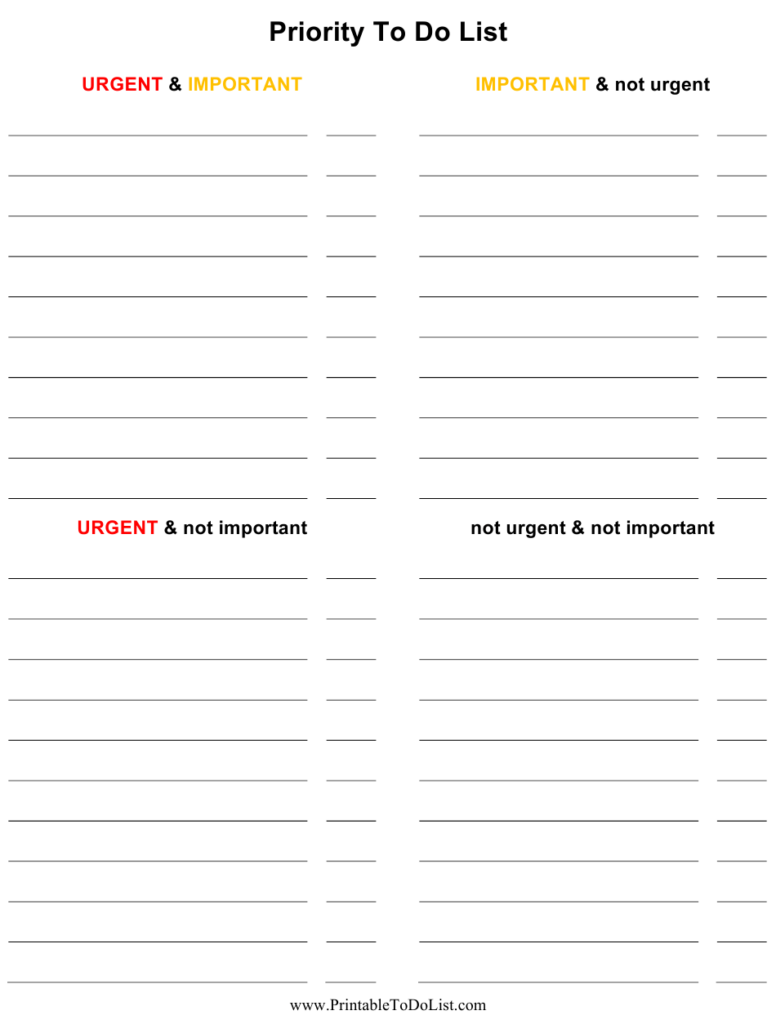 Priority To Do List Template Download Printable PDF Templateroller | To ...