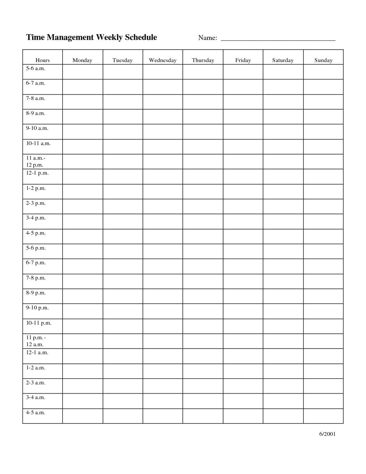 Time Management Weekly Schedule Template Daily Schedule Template | To ...