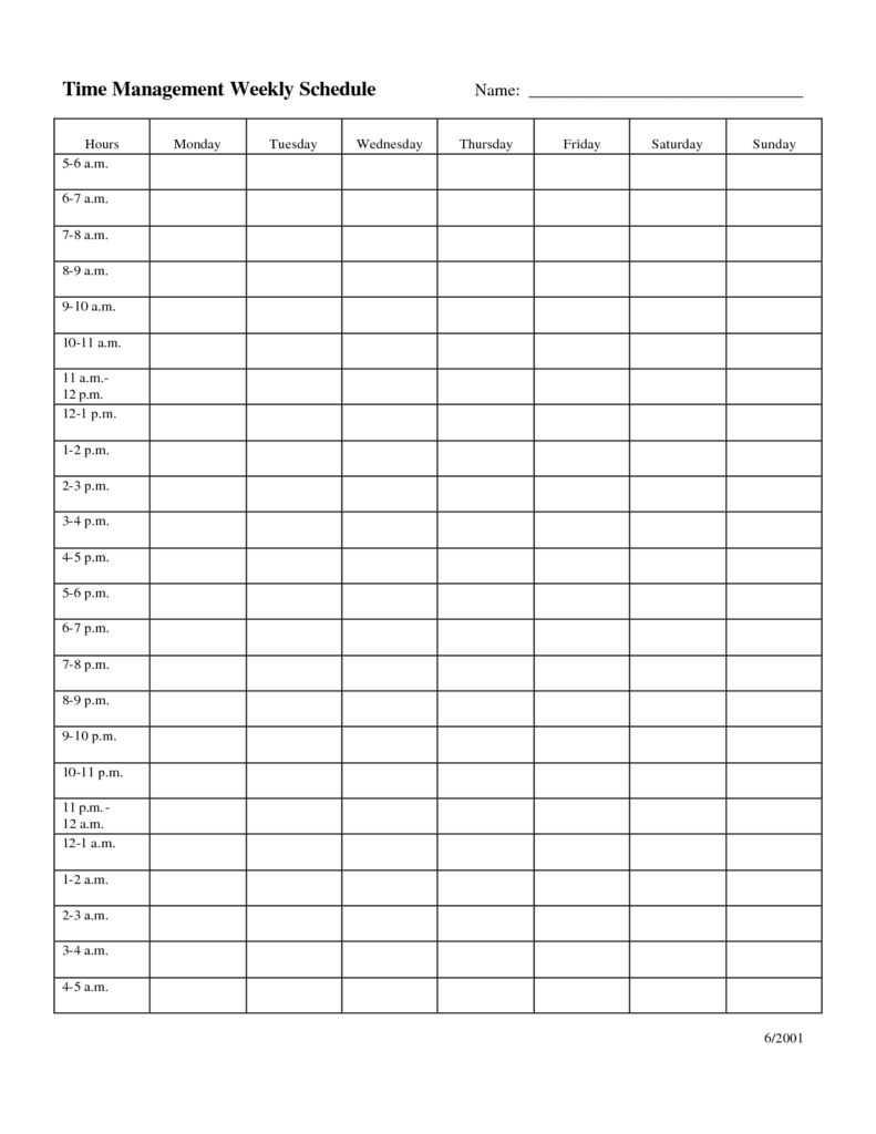 Time Management Weekly Schedule Template Daily Schedule Template | To ...