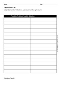 Two Column List Template Printable Pdf Download | To Do List Printable